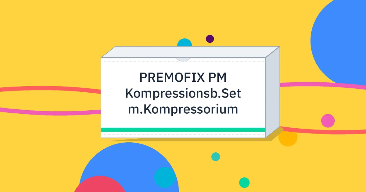 Symbolbild: Packung mit der Aufschrift PREMOFIX PM Kompressionsb.Set m.Kompressorium (PZN 11094369) – Verfügbarkeit und Bezug in Apotheken in Frankfurt am Main