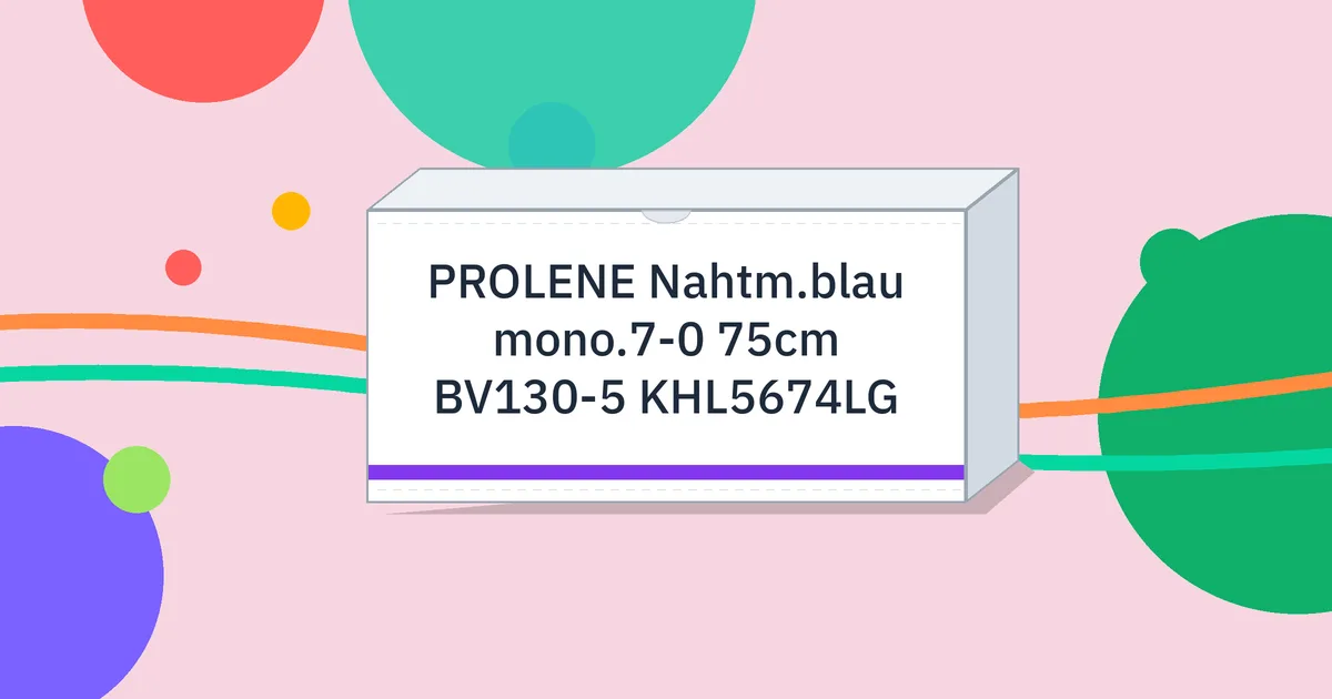 Symbolbild: Packung mit der Aufschrift PROLENE Nahtm.blau mono.7-0 75cm BV130-5 KHL5674LG (PZN 20855525) – Verfügbarkeit und Bezug in Apotheken in Frankfurt am Main