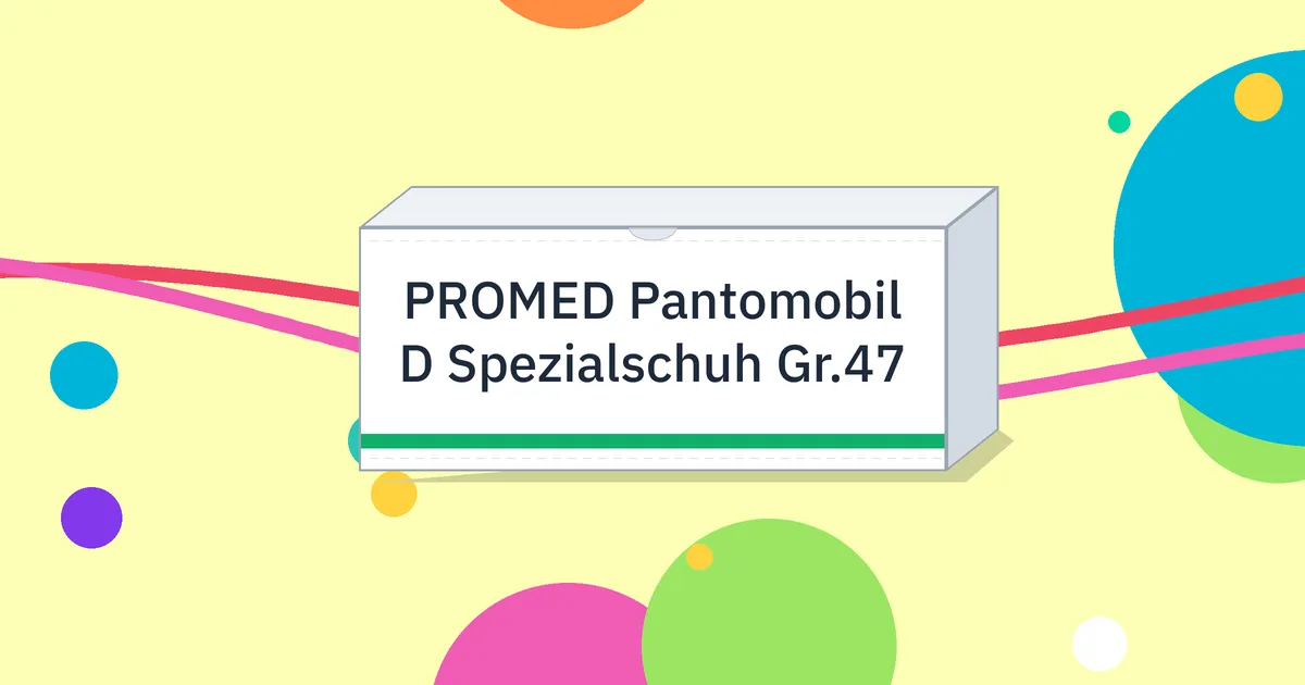Symbolbild: Packung mit der Aufschrift PROMED Pantomobil D Spezialschuh Gr.47 (PZN 05482742) – Verfügbarkeit und Bezug in Apotheken in Frankfurt am Main