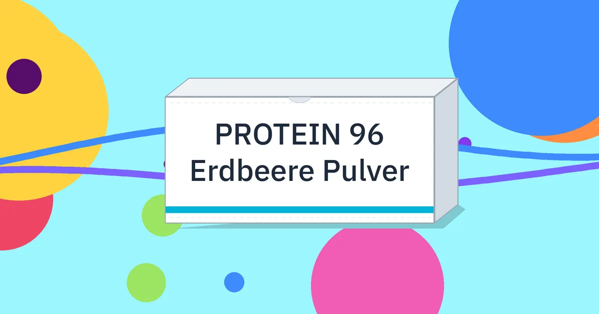 Symbolbild: Packung mit der Aufschrift PROTEIN 96 Erdbeere Pulver (PZN 10533950) – Verfügbarkeit und Bezug in Apotheken in Frankfurt am Main