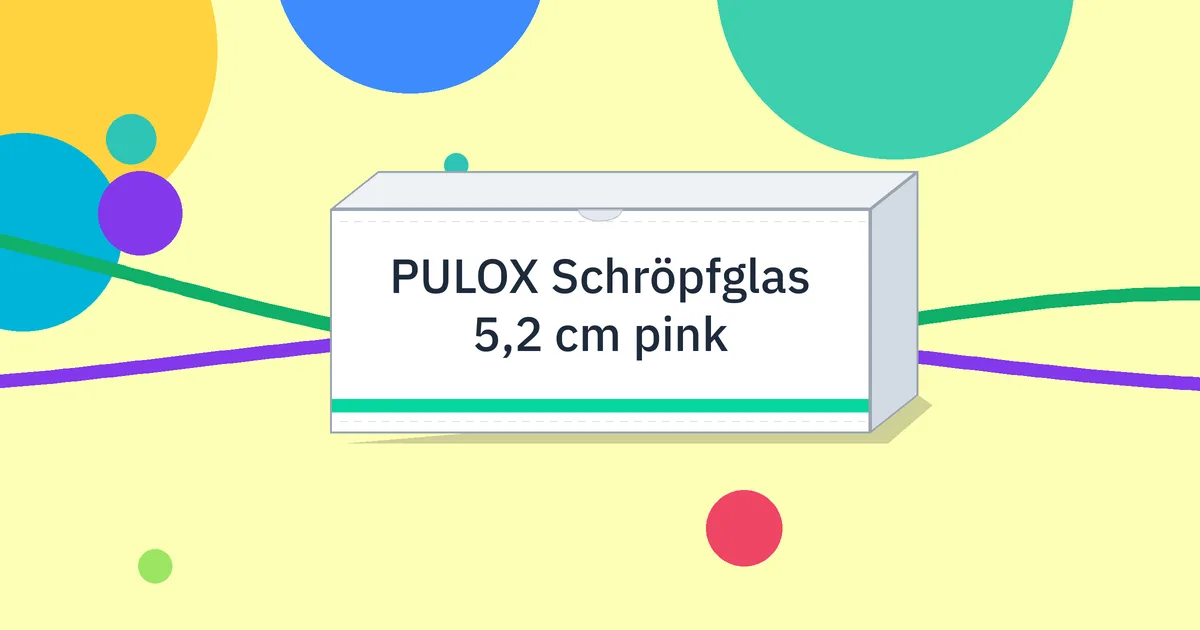 Symbolbild: Packung mit der Aufschrift PULOX Schröpfglas 5,2 cm pink (PZN 11676143) – Verfügbarkeit und Bezug in Apotheken in Frankfurt am Main