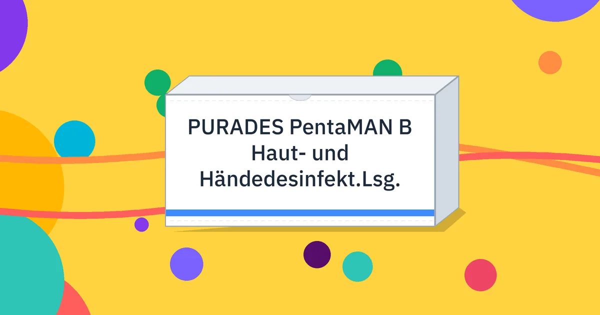 Symbolbild: Packung mit der Aufschrift PURADES PentaMAN B Haut- und Händedesinfekt.Lsg. (PZN 14005426) – Verfügbarkeit und Bezug in Apotheken in Frankfurt am Main