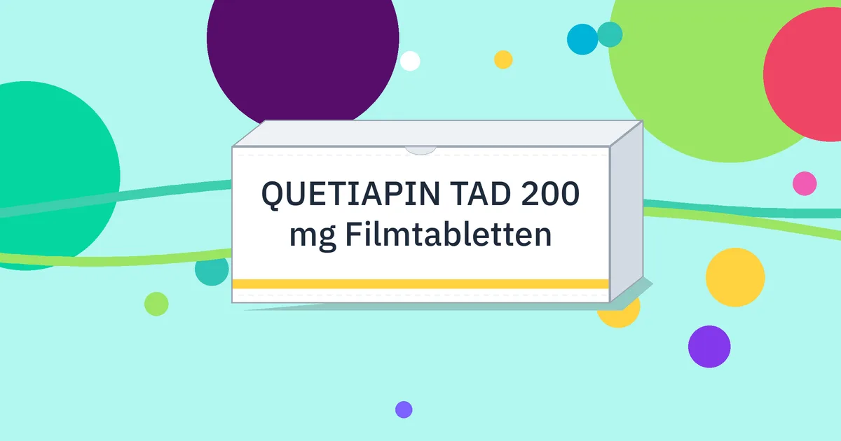 Symbolbild: Packung mit der Aufschrift QUETIAPIN TAD 200 mg Filmtabletten (PZN 13815933) – Verfügbarkeit und Bezug in Apotheken in Frankfurt am Main
