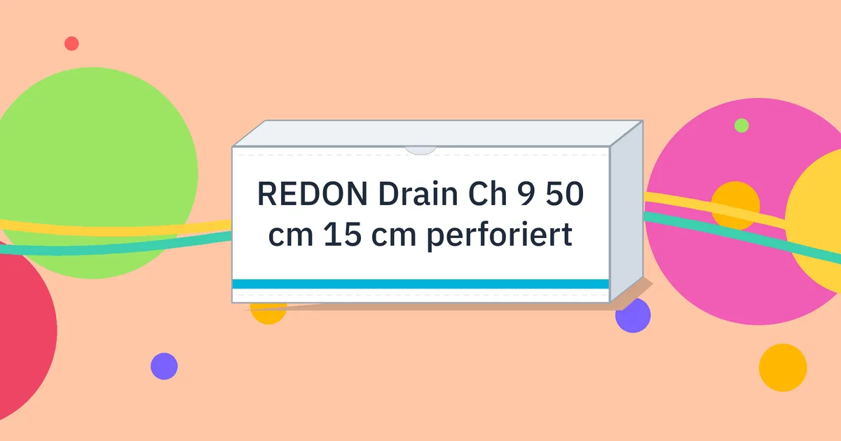 Symbolbild: Packung mit der Aufschrift REDON Drain Ch 9 50 cm 15 cm perforiert (PZN 12733216) – Verfügbarkeit und Bezug in Apotheken in Frankfurt am Main