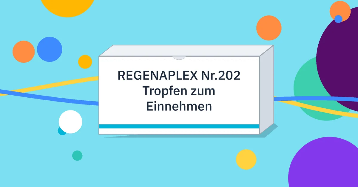 Symbolbild: Packung mit der Aufschrift REGENAPLEX Nr.202 Tropfen zum Einnehmen (PZN 02643788) – Verfügbarkeit und Bezug in Apotheken in Frankfurt am Main