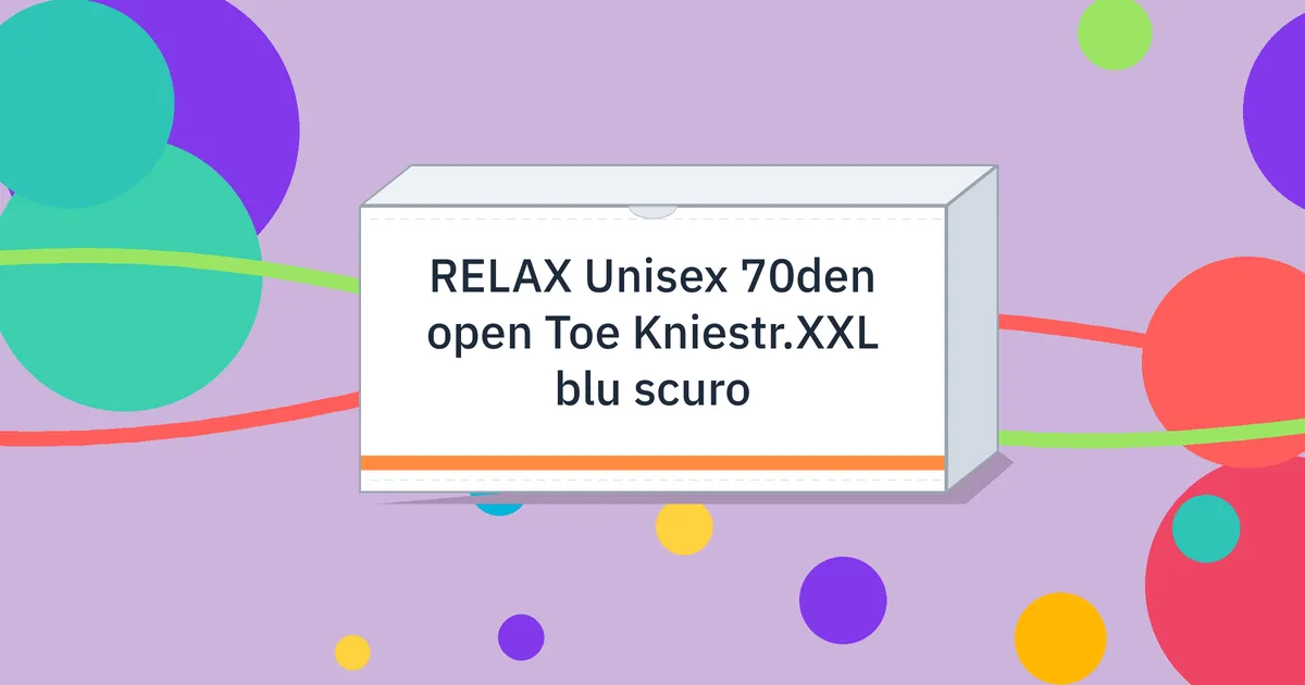 Symbolbild: Packung mit der Aufschrift RELAX Unisex 70den open Toe Kniestr.XXL blu scuro (PZN 16224581) – Verfügbarkeit und Bezug in Apotheken in Frankfurt am Main