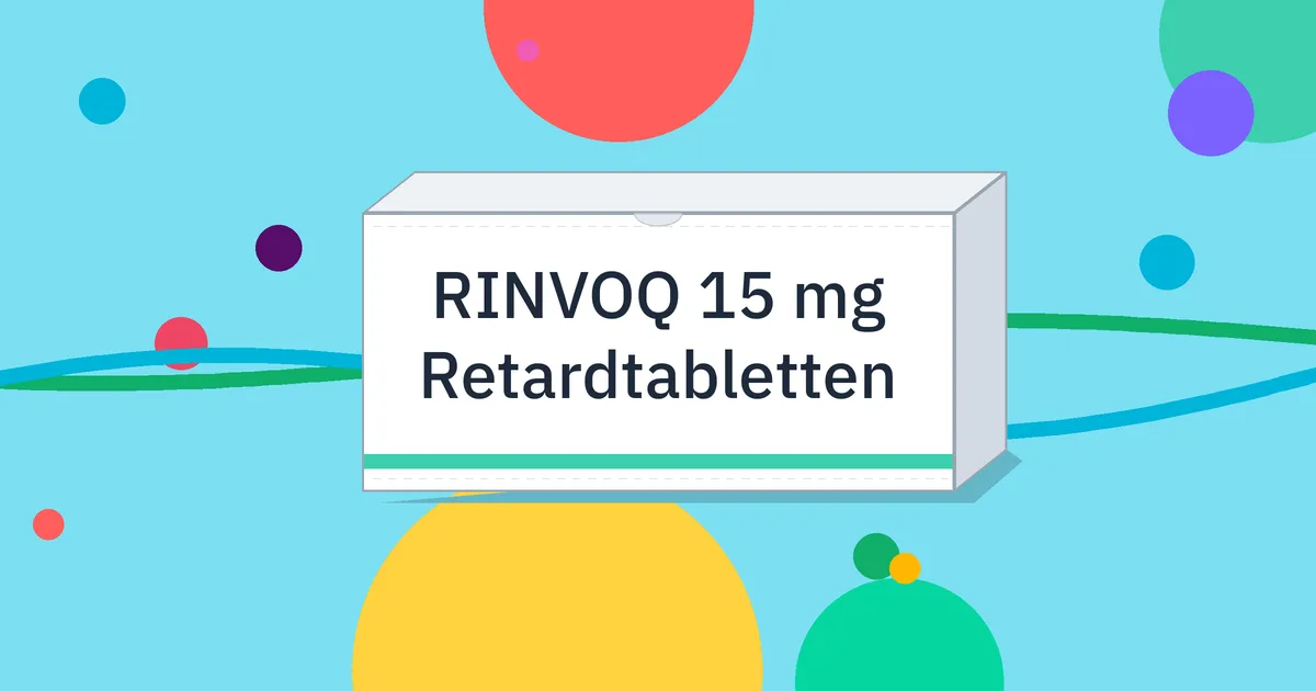 Symbolbild: Packung mit der Aufschrift RINVOQ 15 mg Retardtabletten (PZN 19771622) – Verfügbarkeit und Bezug in Apotheken in Frankfurt am Main