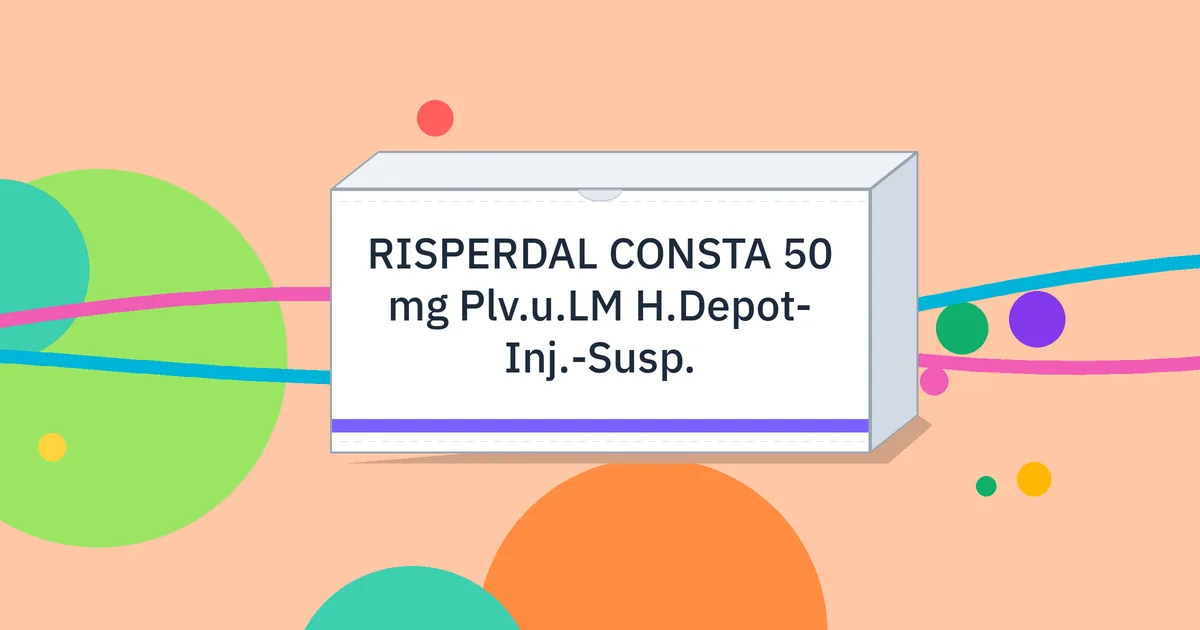 Symbolbild: Packung mit der Aufschrift RISPERDAL CONSTA 50 mg Plv.u.LM H.Depot-Inj.-Susp. (PZN 17669138) – Verfügbarkeit und Bezug in Apotheken in Frankfurt am Main