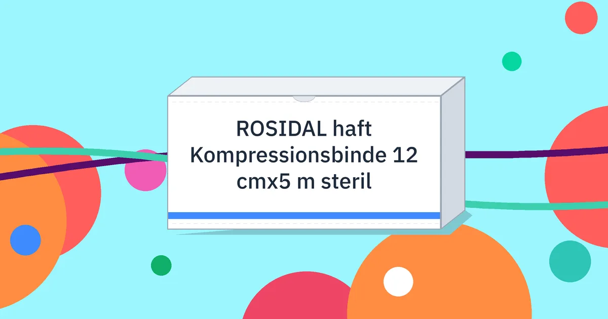 Symbolbild: Packung mit der Aufschrift ROSIDAL haft Kompressionsbinde 12 cmx5 m steril (PZN 17851340) – Verfügbarkeit und Bezug in Apotheken in Frankfurt am Main