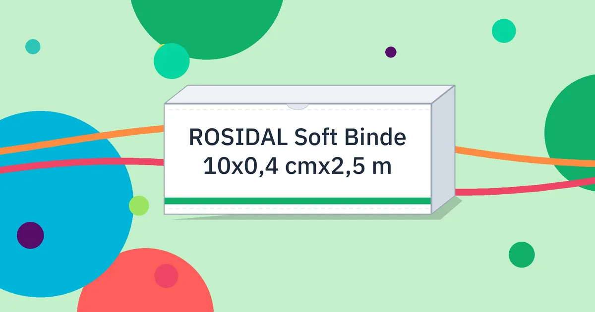 Symbolbild: Packung mit der Aufschrift ROSIDAL Soft Binde 10x0,4 cmx2,5 m (PZN 17851446) – Verfügbarkeit und Bezug in Apotheken in Frankfurt am Main
