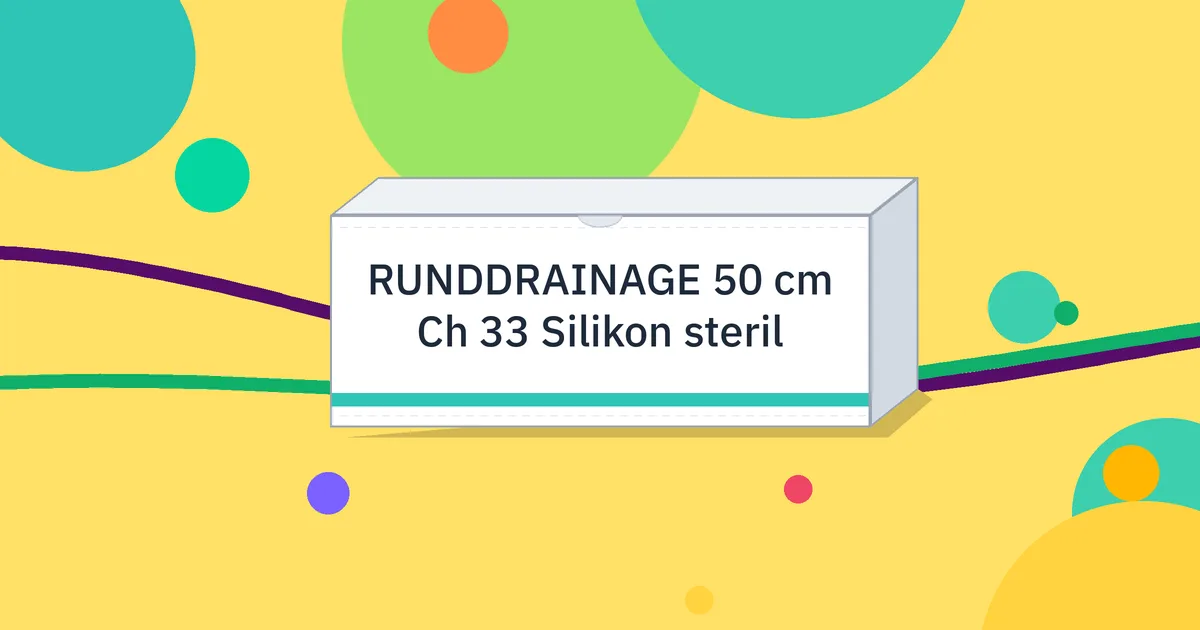 Symbolbild: Packung mit der Aufschrift RUNDDRAINAGE 50 cm Ch 33 Silikon steril (PZN 05867442) – Verfügbarkeit und Bezug in Apotheken in Frankfurt am Main
