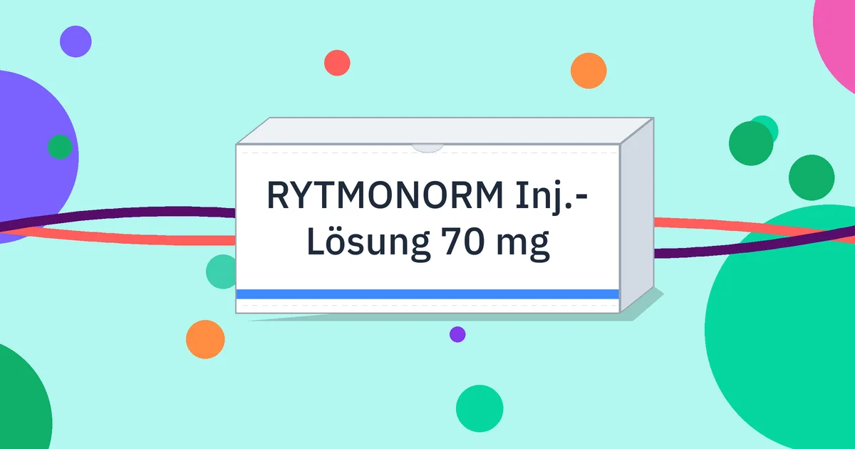 Symbolbild: Packung mit der Aufschrift RYTMONORM Inj.-Lösung 70 mg (PZN 02067020) – Verfügbarkeit und Bezug in Apotheken in Frankfurt am Main