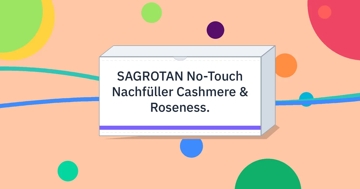 Symbolbild: Packung mit der Aufschrift SAGROTAN No-Touch Nachfüller Cashmere & Roseness. (PZN 12309464) – Verfügbarkeit und Bezug in Apotheken in Frankfurt am Main