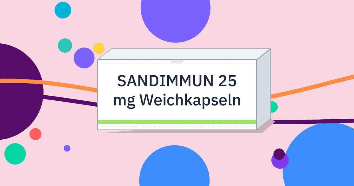 Symbolbild: Packung mit der Aufschrift SANDIMMUN 25 mg Weichkapseln (PZN 01895223) – Verfügbarkeit und Bezug in Apotheken in Frankfurt am Main
