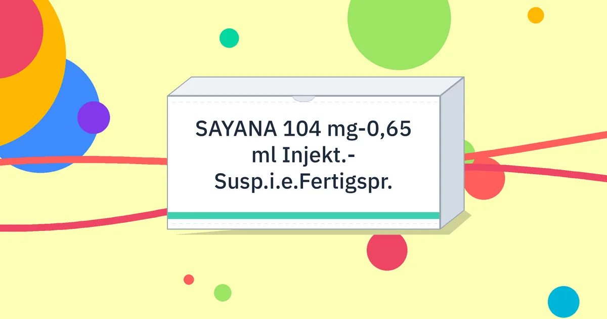 Symbolbild: Packung mit der Aufschrift SAYANA 104 mg-0,65 ml Injekt.-Susp.i.e.Fertigspr. (PZN 20641362) – Verfügbarkeit und Bezug in Apotheken in Frankfurt am Main