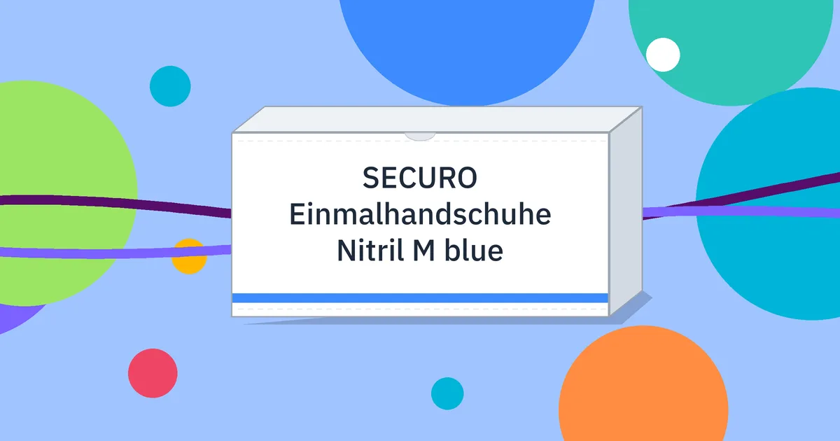 Symbolbild: Packung mit der Aufschrift SECURO Einmalhandschuhe Nitril M blue (PZN 18822116) – Verfügbarkeit und Bezug in Apotheken in Frankfurt am Main