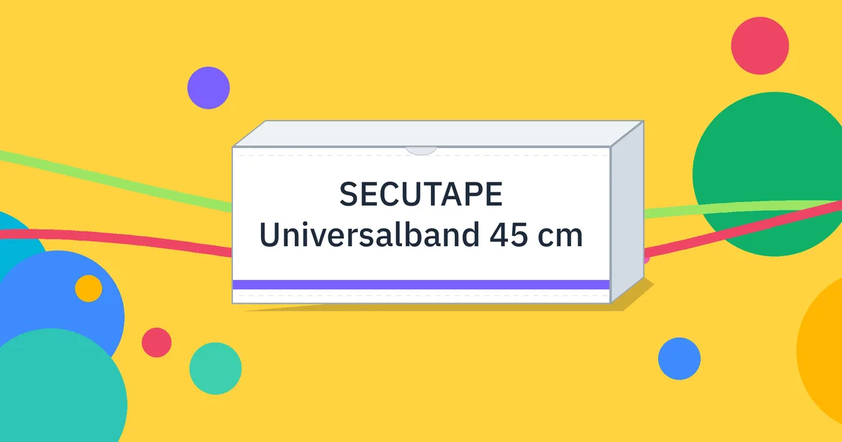Symbolbild: Packung mit der Aufschrift SECUTAPE Universalband 45 cm (PZN 19980219) – Verfügbarkeit und Bezug in Apotheken in Frankfurt am Main