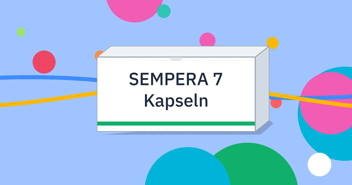 Symbolbild: Packung mit der Aufschrift SEMPERA 7 Kapseln (PZN 01249463) – Verfügbarkeit und Bezug in Apotheken in Frankfurt am Main