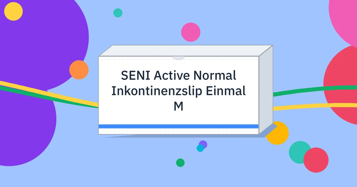 Symbolbild: Packung mit der Aufschrift SENI Active Normal Inkontinenzslip Einmal M (PZN 16327884) – Verfügbarkeit und Bezug in Apotheken in Frankfurt am Main