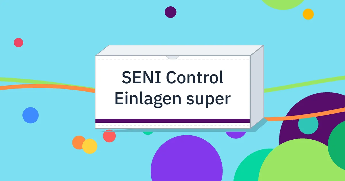 Symbolbild: Packung mit der Aufschrift SENI Control Einlagen super (PZN 11888224) – Verfügbarkeit und Bezug in Apotheken in Frankfurt am Main