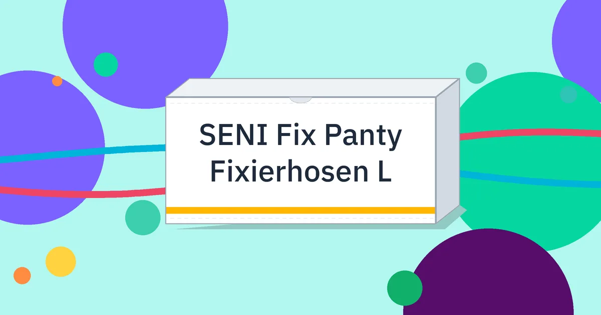 Symbolbild: Packung mit der Aufschrift SENI Fix Panty Fixierhosen L (PZN 10790859) – Verfügbarkeit und Bezug in Apotheken in Frankfurt am Main