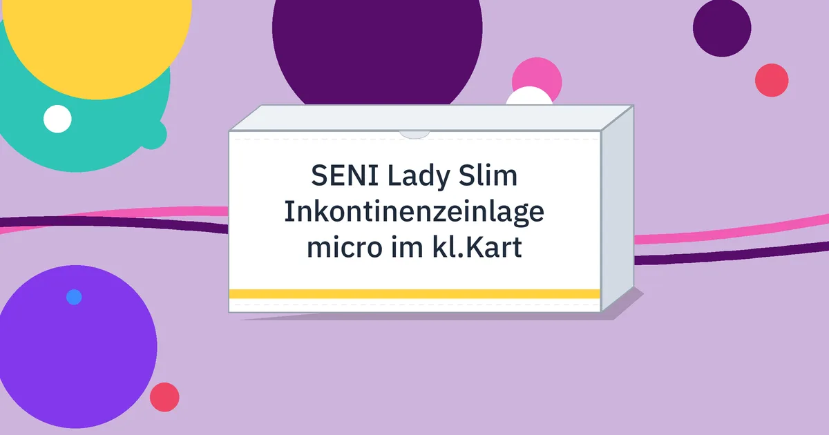 Symbolbild: Packung mit der Aufschrift SENI Lady Slim Inkontinenzeinlage micro im kl.Kart (PZN 19640802) – Verfügbarkeit und Bezug in Apotheken in Frankfurt am Main