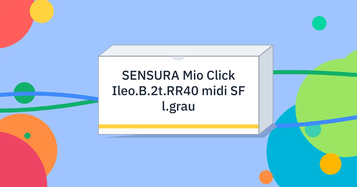 Symbolbild: Packung mit der Aufschrift SENSURA Mio Click Ileo.B.2t.RR40 midi SF l.grau (PZN 10202176) – Verfügbarkeit und Bezug in Apotheken in Frankfurt am Main