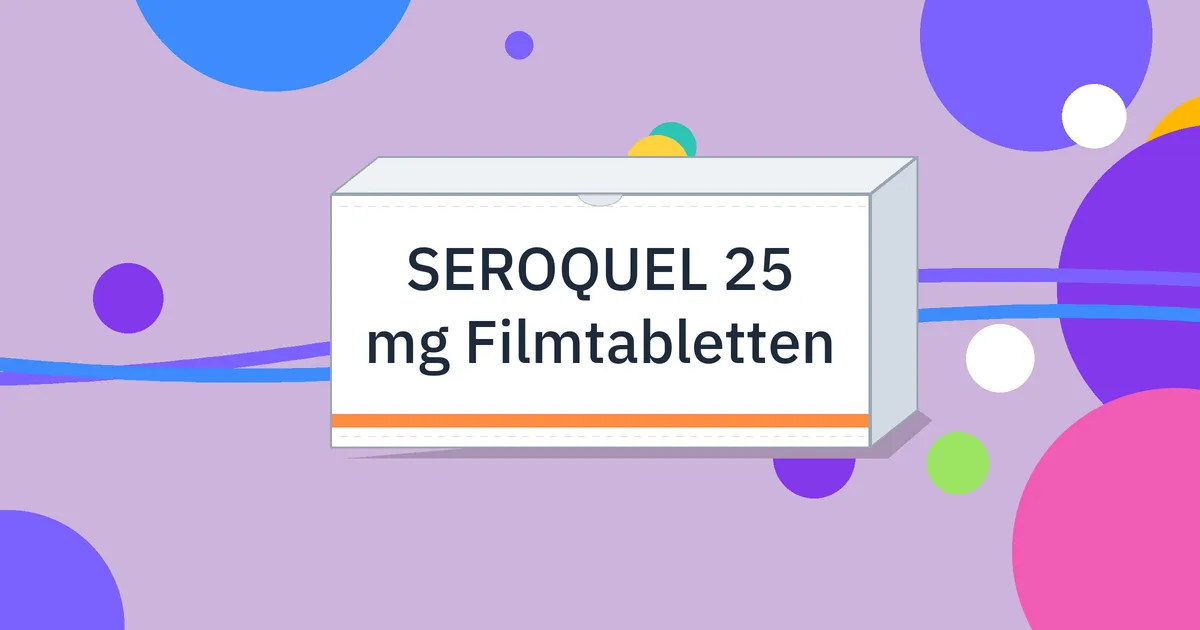 Symbolbild: Packung mit der Aufschrift SEROQUEL 25 mg Filmtabletten (PZN 01628717) – Verfügbarkeit und Bezug in Apotheken in Frankfurt am Main