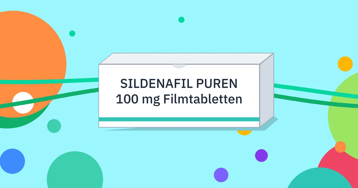 Symbolbild: Packung mit der Aufschrift SILDENAFIL PUREN 100 mg Filmtabletten (PZN 16815922) – Verfügbarkeit und Bezug in Apotheken in Frankfurt am Main