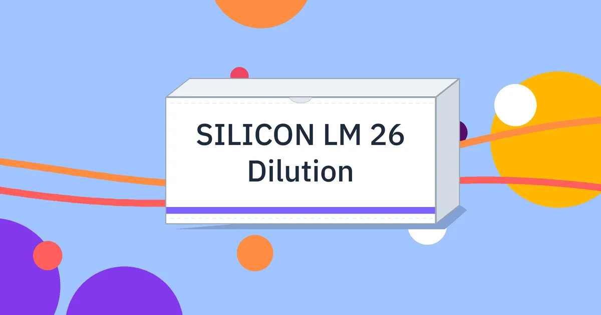 Symbolbild: Packung mit der Aufschrift SILICON LM 26 Dilution (PZN 13678465) – Verfügbarkeit und Bezug in Apotheken in Frankfurt am Main