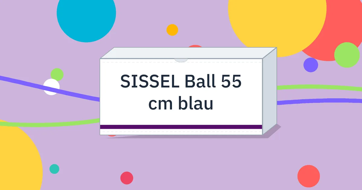 Symbolbild: Packung mit der Aufschrift SISSEL Ball 55 cm blau (PZN 01428792) – Verfügbarkeit und Bezug in Apotheken in Frankfurt am Main