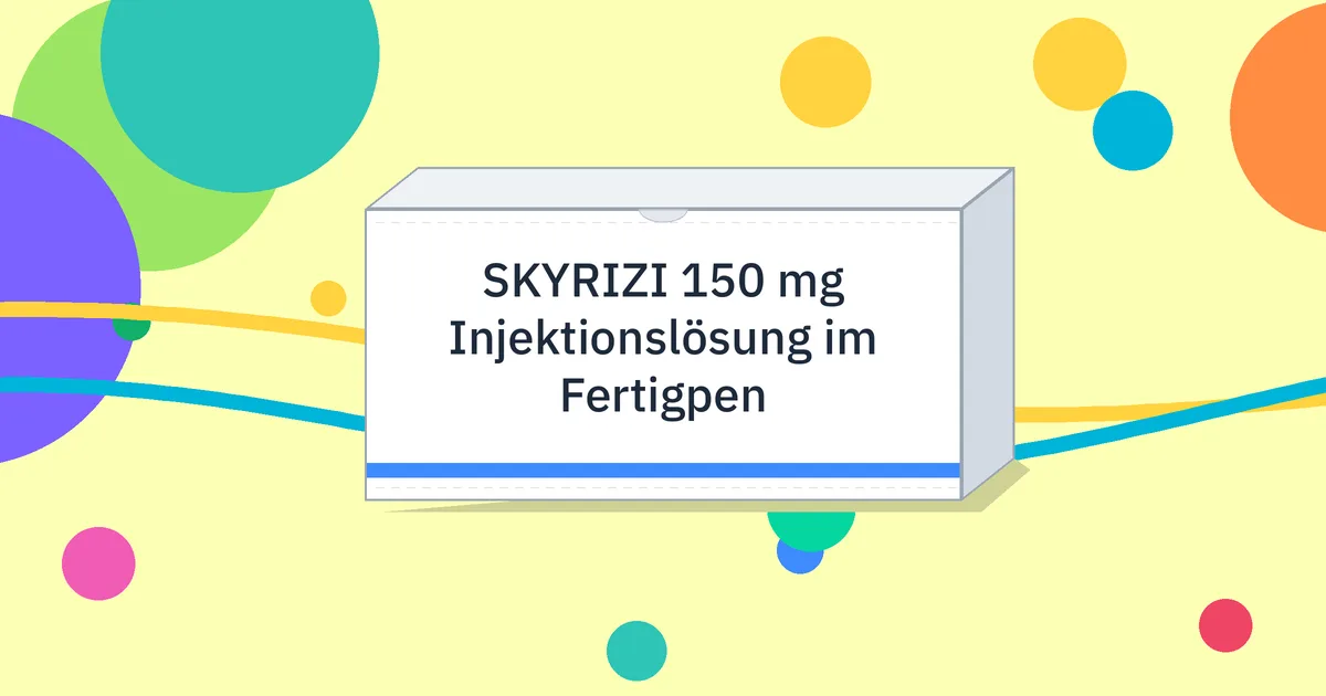 Symbolbild: Packung mit der Aufschrift SKYRIZI 150 mg Injektionslösung im Fertigpen (PZN 18722099) – Verfügbarkeit und Bezug in Apotheken in Frankfurt am Main