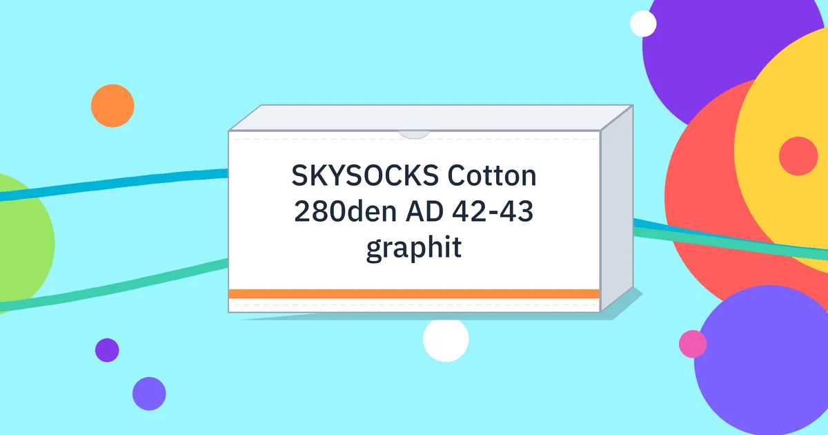 Symbolbild: Packung mit der Aufschrift SKYSOCKS Cotton 280den AD 42-43 graphit (PZN 18664203) – Verfügbarkeit und Bezug in Apotheken in Frankfurt am Main