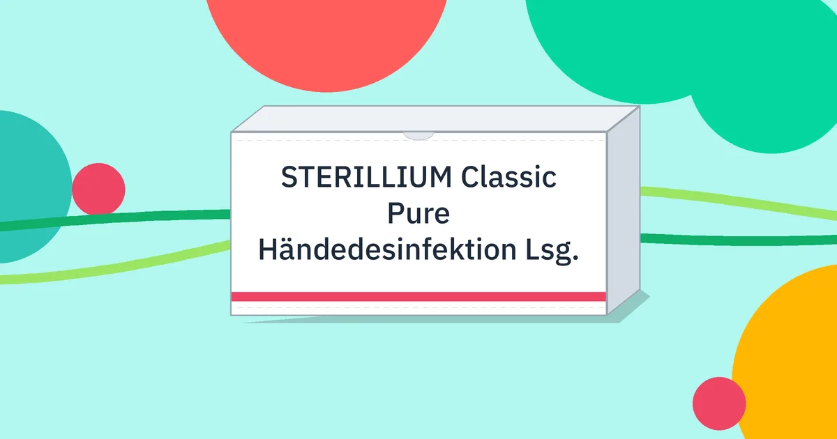 Symbolbild: Packung mit der Aufschrift STERILLIUM Classic Pure Händedesinfektion Lsg. (PZN 04817436) – Verfügbarkeit und Bezug in Apotheken in Frankfurt am Main