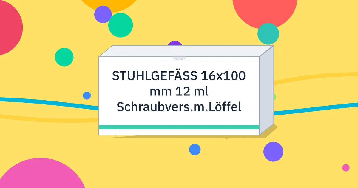 Symbolbild: Packung mit der Aufschrift STUHLGEFÄSS 16x100 mm 12 ml Schraubvers.m.Löffel (PZN 10401473) – Verfügbarkeit und Bezug in Apotheken in Frankfurt am Main