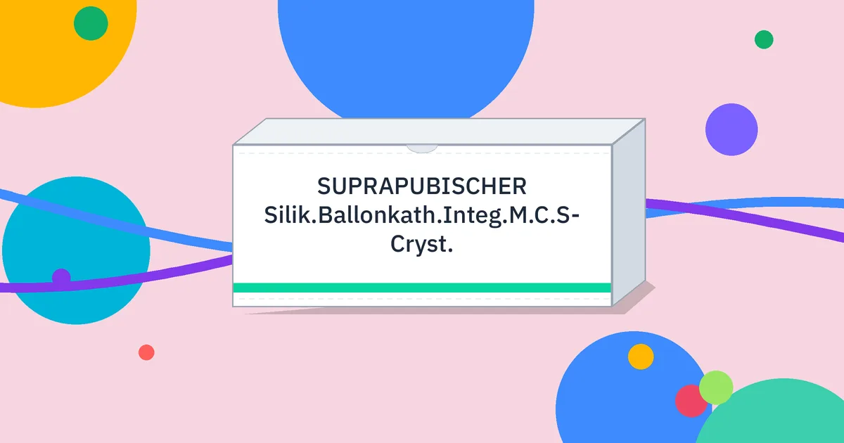 Symbolbild: Packung mit der Aufschrift SUPRAPUBISCHER Silik.Ballonkath.Integ.M.C.S-Cryst. (PZN 04154846) – Verfügbarkeit und Bezug in Apotheken in Frankfurt am Main