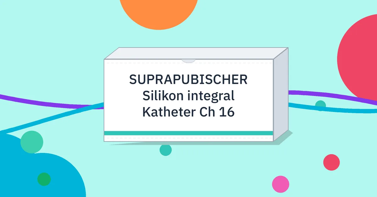 Symbolbild: Packung mit der Aufschrift SUPRAPUBISCHER Silikon integral Katheter Ch 16 (PZN 13163399) – Verfügbarkeit und Bezug in Apotheken in Frankfurt am Main