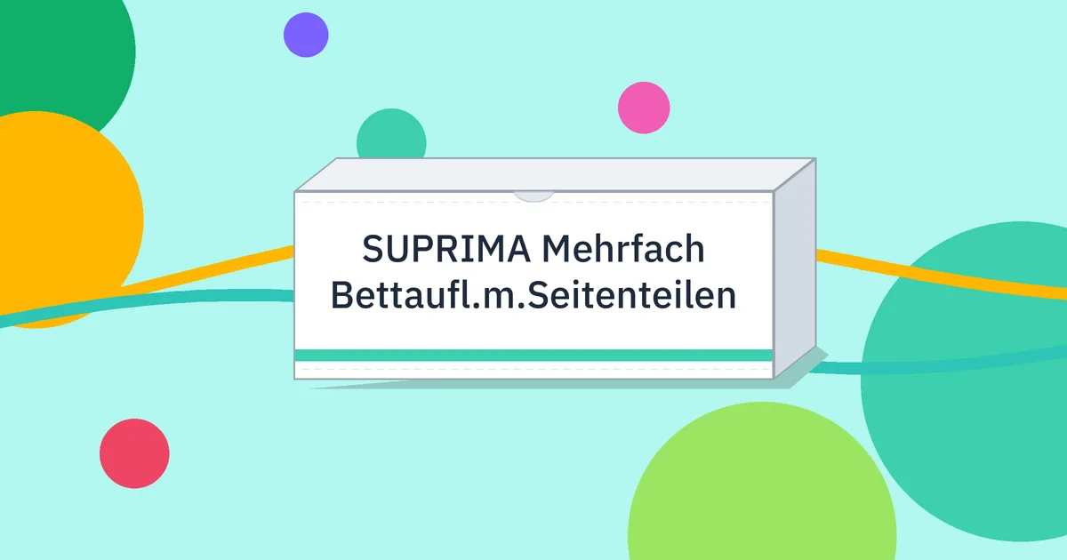 Symbolbild: Packung mit der Aufschrift SUPRIMA Mehrfach Bettaufl.m.Seitenteilen (PZN 00285356) – Verfügbarkeit und Bezug in Apotheken in Frankfurt am Main