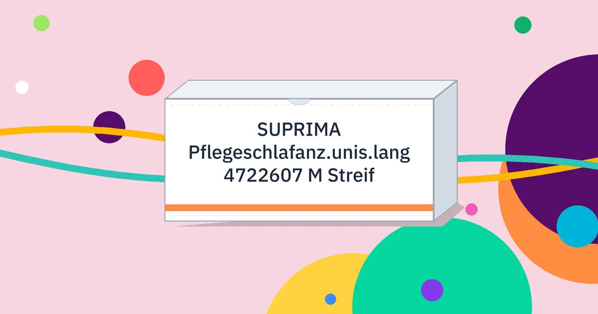 Symbolbild: Packung mit der Aufschrift SUPRIMA Pflegeschlafanz.unis.lang 4722607 M Streif (PZN 18401018) – Verfügbarkeit und Bezug in Apotheken in Frankfurt am Main