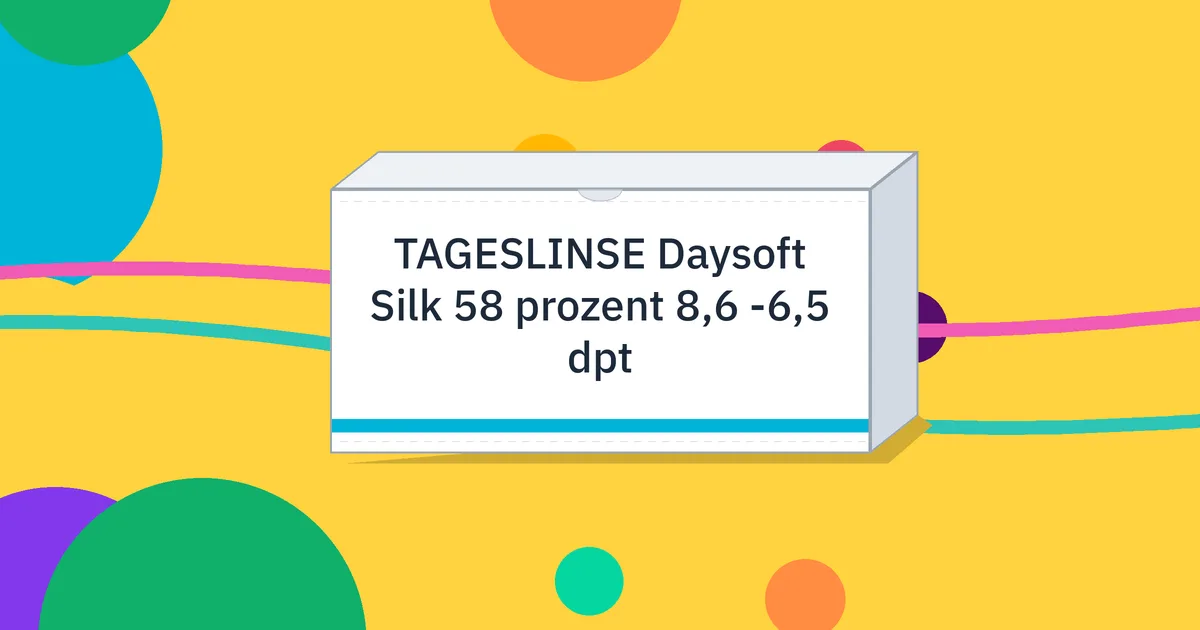 Symbolbild: Packung mit der Aufschrift TAGESLINSE Daysoft Silk 58 prozent 8,6 -6,5 dpt (PZN 00346572) – Verfügbarkeit und Bezug in Apotheken in Frankfurt am Main