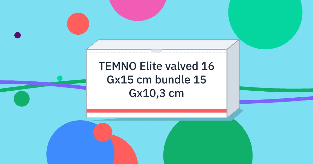 Symbolbild: Packung mit der Aufschrift TEMNO Elite valved 16 Gx15 cm bundle 15 Gx10,3 cm (PZN 18765677) – Verfügbarkeit und Bezug in Apotheken in Frankfurt am Main