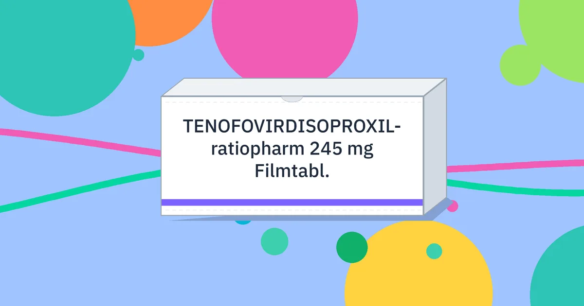 Symbolbild: Packung mit der Aufschrift TENOFOVIRDISOPROXIL-ratiopharm 245 mg Filmtabl. (PZN 18022781) – Verfügbarkeit und Bezug in Apotheken in Frankfurt am Main