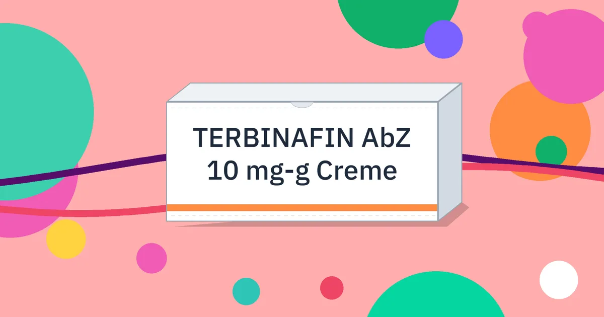 Symbolbild: Packung mit der Aufschrift TERBINAFIN AbZ 10 mg-g Creme (PZN 12552934) – Verfügbarkeit und Bezug in Apotheken in Frankfurt am Main