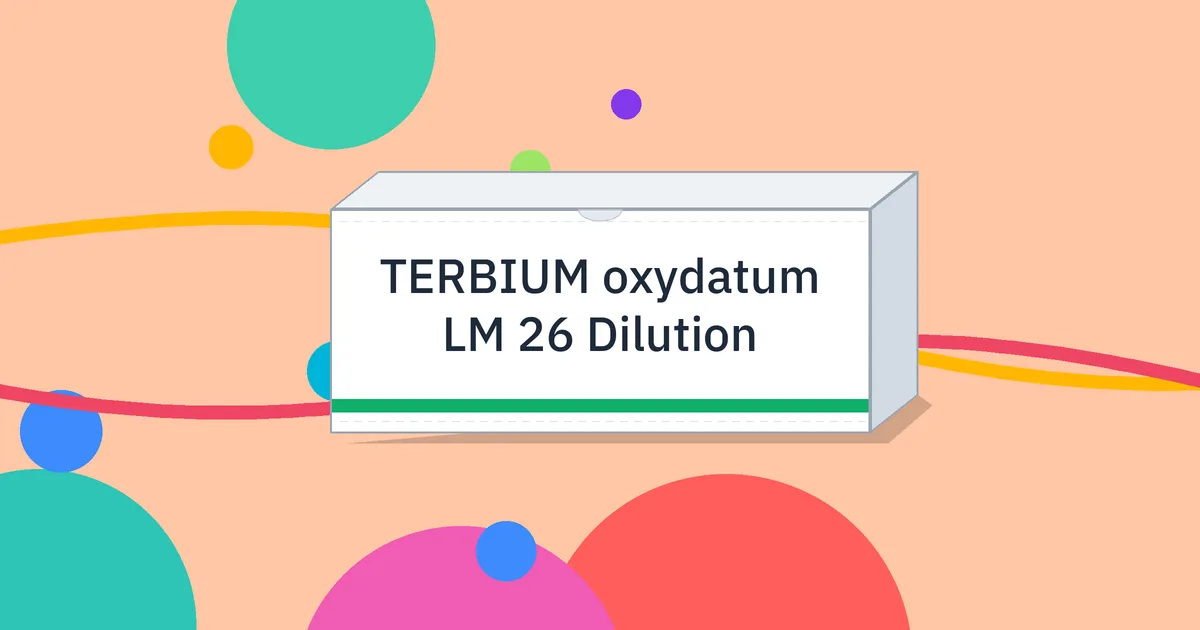 Symbolbild: Packung mit der Aufschrift TERBIUM oxydatum LM 26 Dilution (PZN 13216316) – Verfügbarkeit und Bezug in Apotheken in Frankfurt am Main