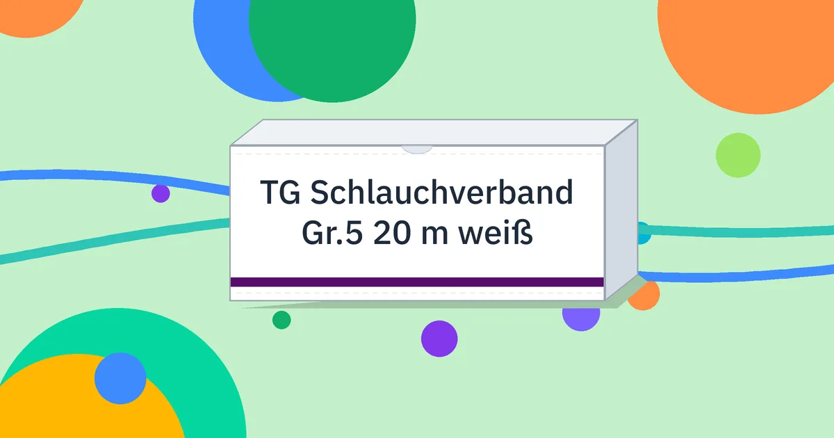 Symbolbild: Packung mit der Aufschrift TG Schlauchverband Gr.5 20 m weiß (PZN 19704198) – Verfügbarkeit und Bezug in Apotheken in Frankfurt am Main