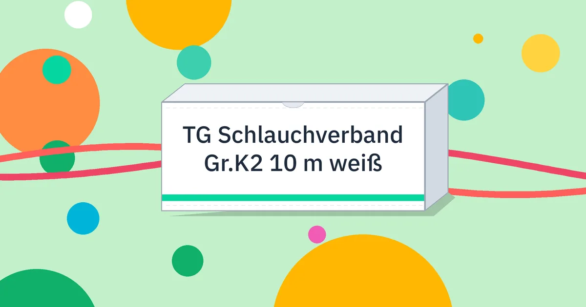 Symbolbild: Packung mit der Aufschrift TG Schlauchverband Gr.K2 10 m weiß (PZN 11116131) – Verfügbarkeit und Bezug in Apotheken in Frankfurt am Main