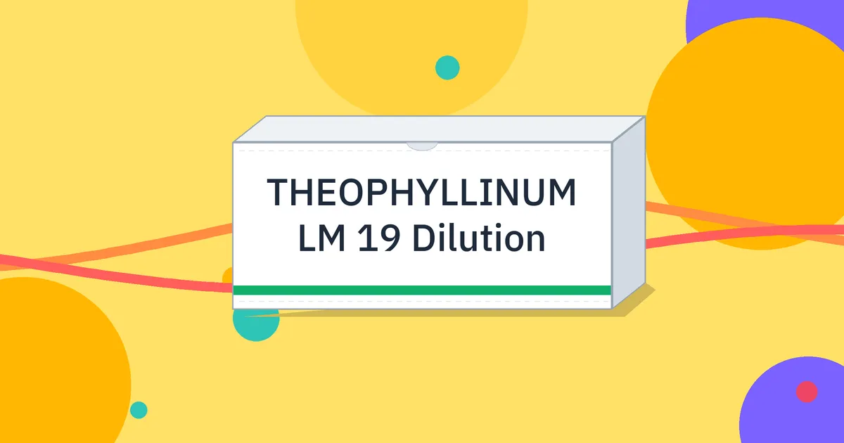Symbolbild: Packung mit der Aufschrift THEOPHYLLINUM LM 19 Dilution (PZN 13220312) – Verfügbarkeit und Bezug in Apotheken in Frankfurt am Main