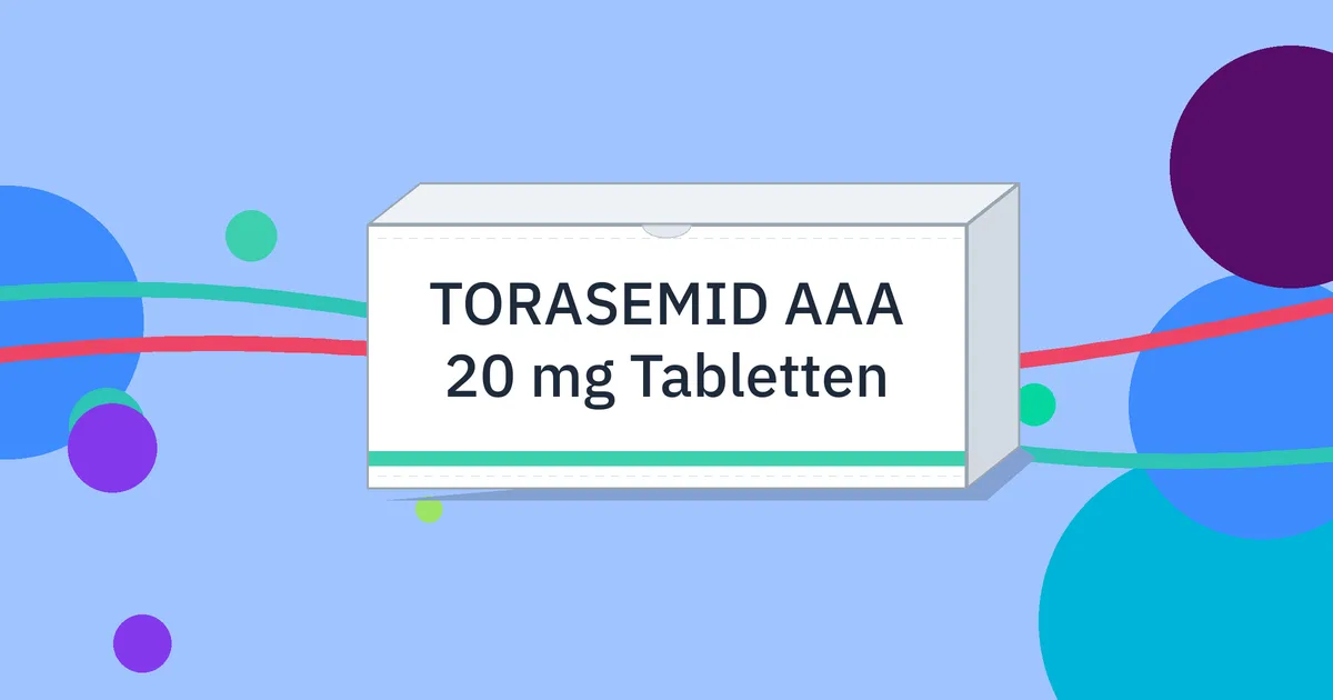 Symbolbild: Packung mit der Aufschrift TORASEMID AAA 20 mg Tabletten (PZN 06837124) – Verfügbarkeit und Bezug in Apotheken in Frankfurt am Main