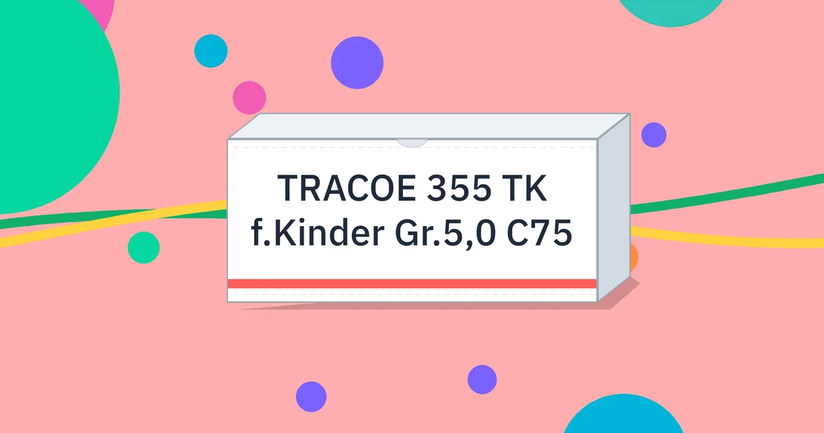 Symbolbild: Packung mit der Aufschrift TRACOE 355 TK f.Kinder Gr.5,0 C75 (PZN 11644427) – Verfügbarkeit und Bezug in Apotheken in Frankfurt am Main