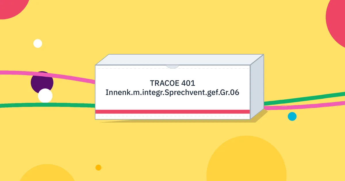 Symbolbild: Packung mit der Aufschrift TRACOE 401 Innenk.m.integr.Sprechvent.gef.Gr.06 (PZN 00921987) – Verfügbarkeit und Bezug in Apotheken in Frankfurt am Main